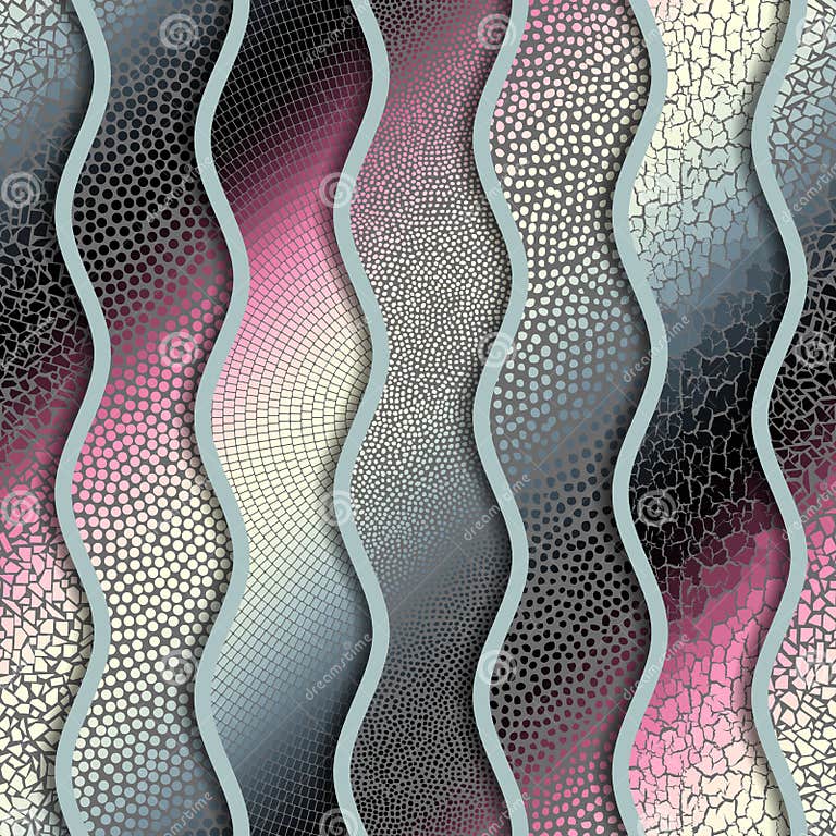 Wavy Mosaic Art Collage. Abstract Art Background.. Vector Image Stock ...