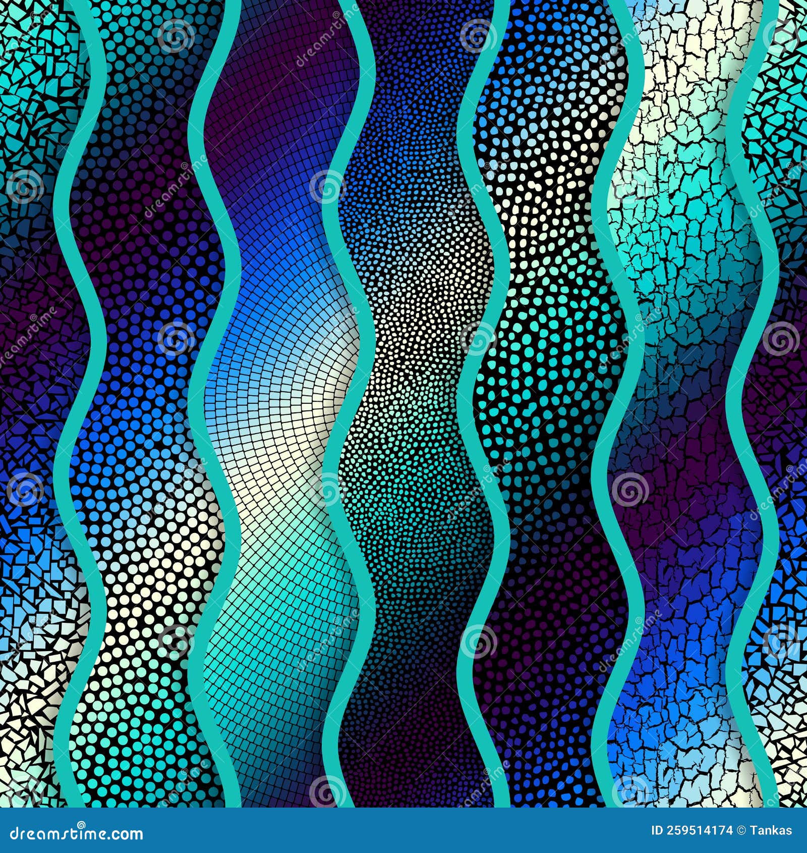 Wavy Mosaic Art Collage. Abstract Art Background.. Vector Image Stock ...
