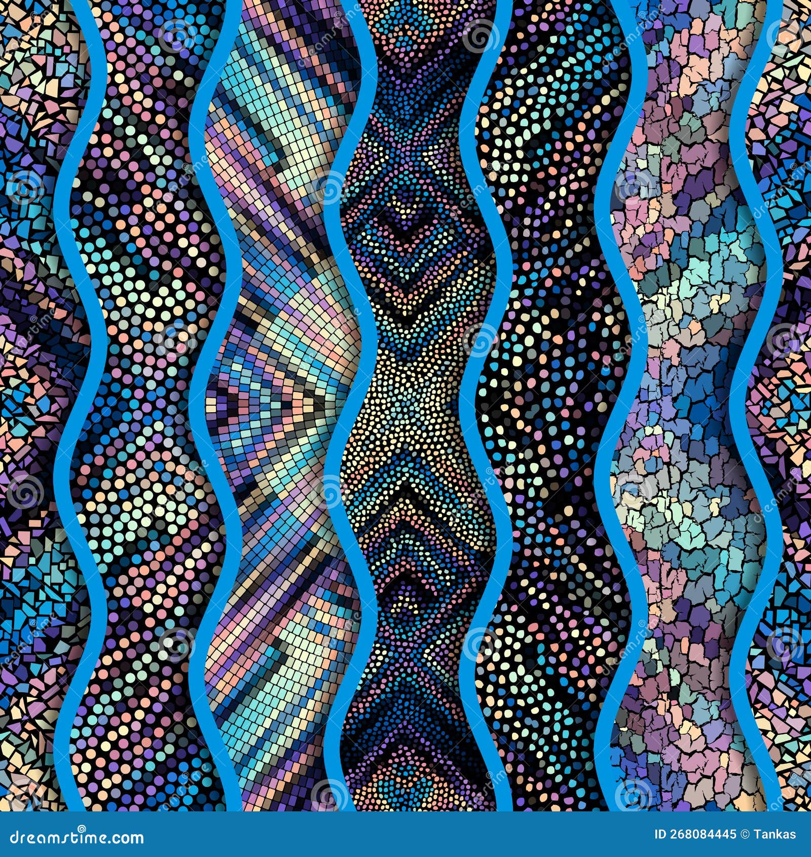 Wavy Mosaic Art Collage. Abstract Art Background.. Vector Image Stock ...