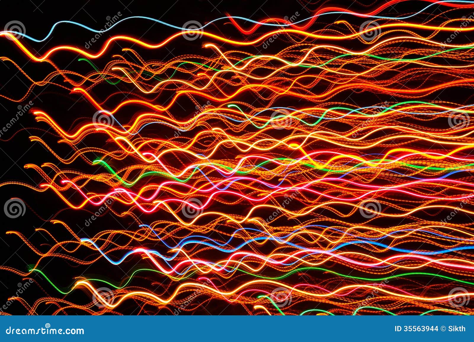 Wavy Multicolored Glowing Lines on Dark Background Stock Photo - Image ...