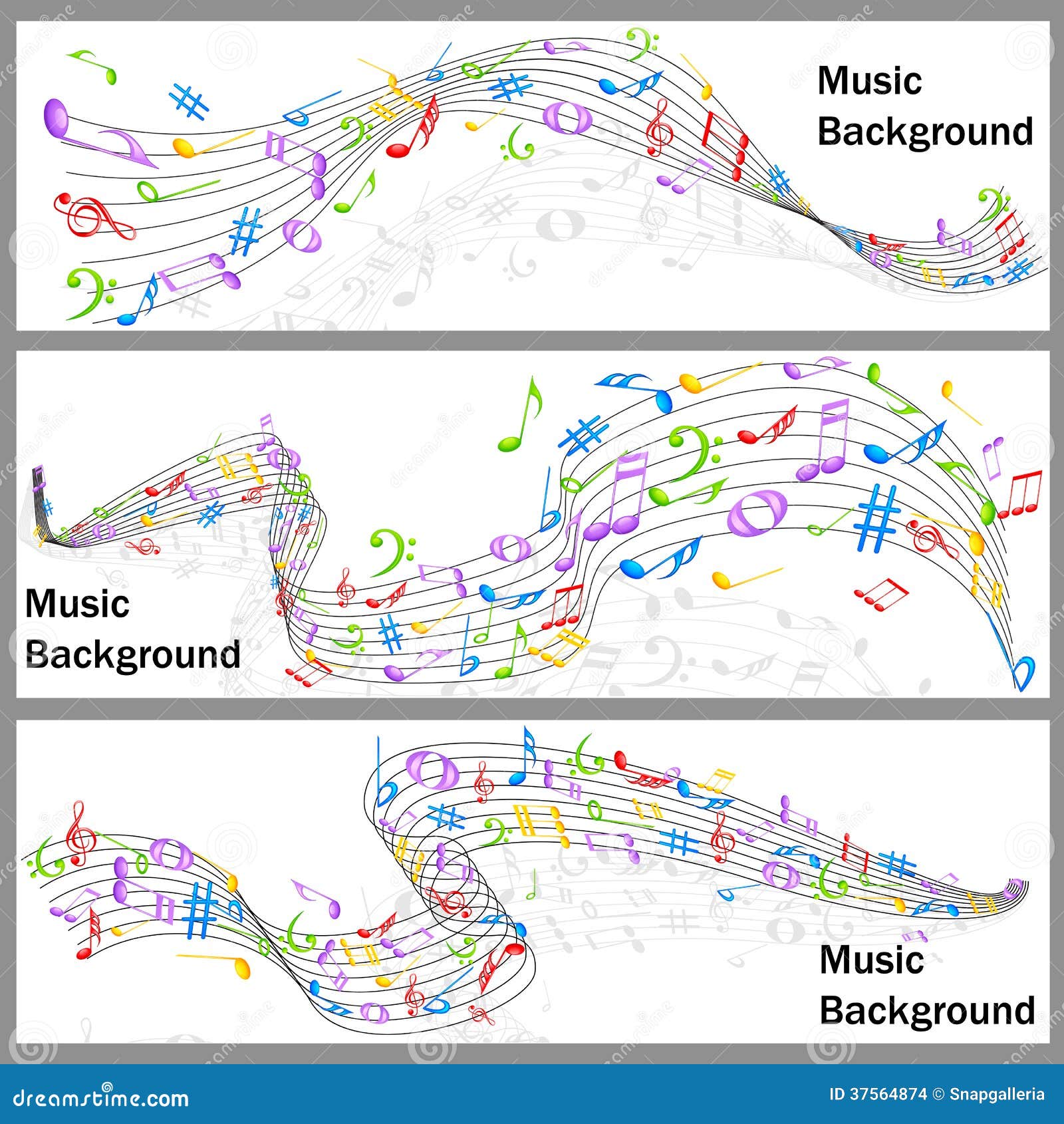 Wavy Music Notes Banner stock vector. Illustration of entertainment ...