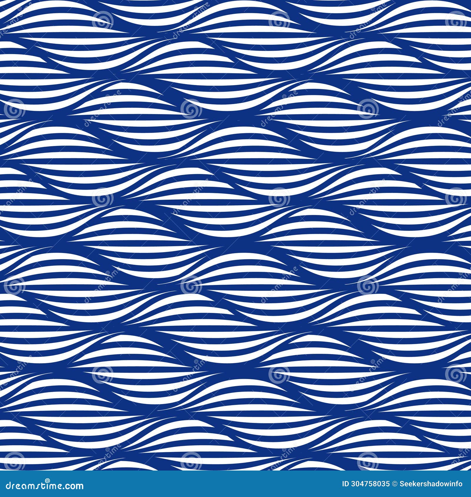 Wavy Ocean Blue Pattern Texture with Retro-style Decoration. Vector ...