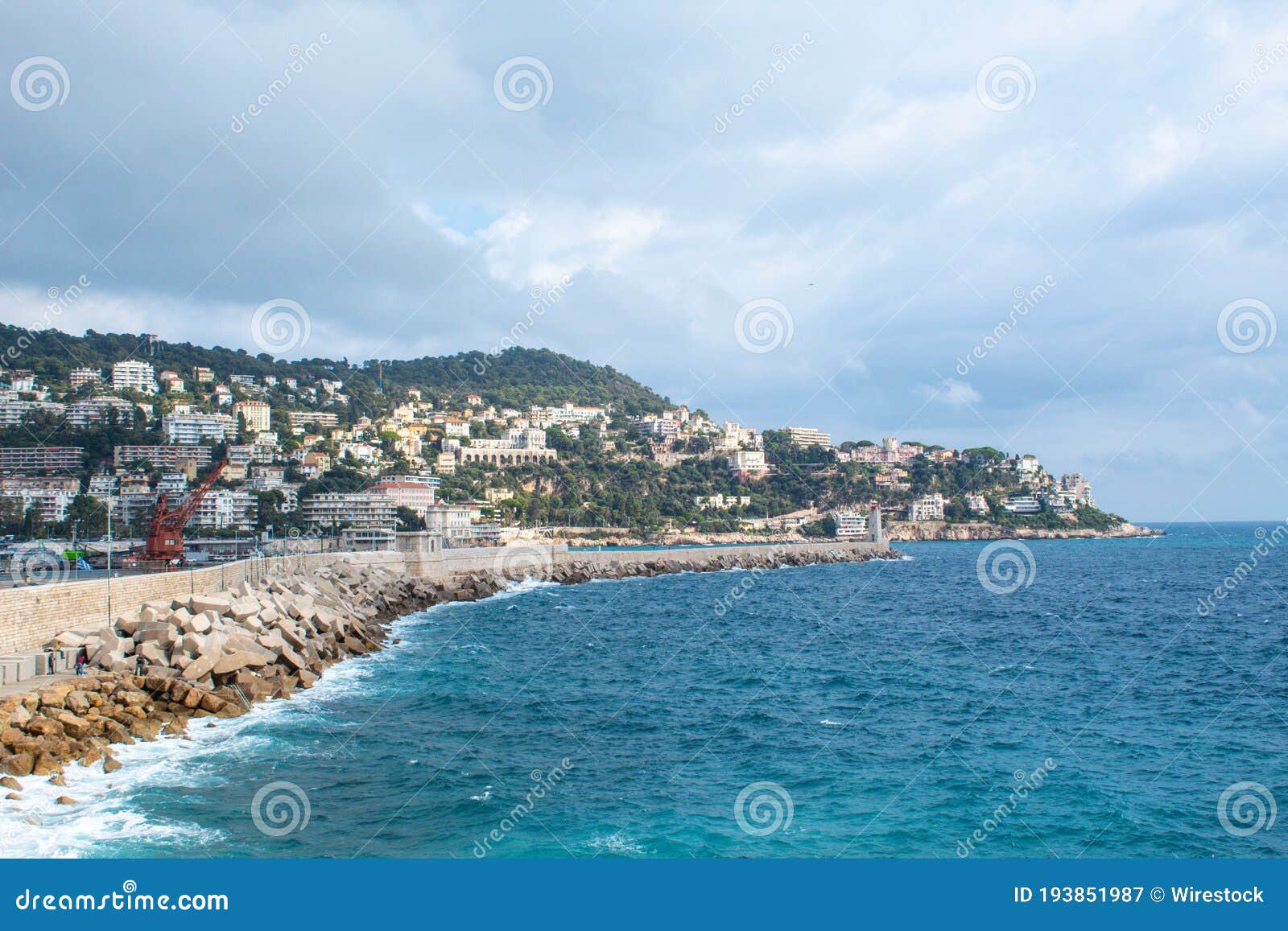 Wavy Ocean Hitting the Sandy Beach in Nice, France Stock Image - Image ...