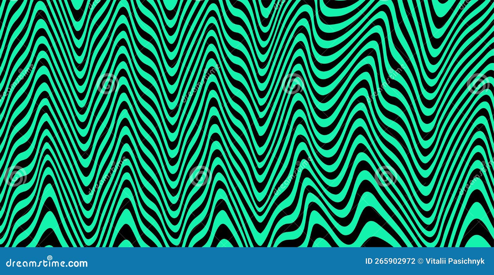 Wavy Optical Illusion Pattern. a Flow of Black and Green Stripes ...