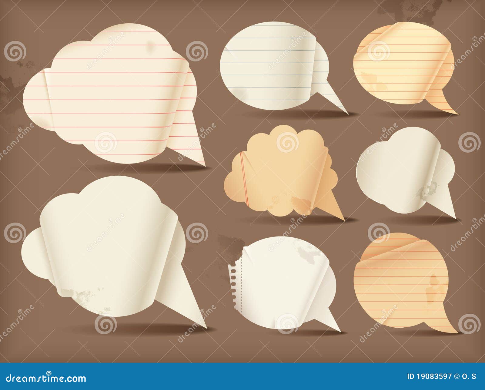 Wavy paper speech bubbles stock vector. Illustration of empty - 19083597