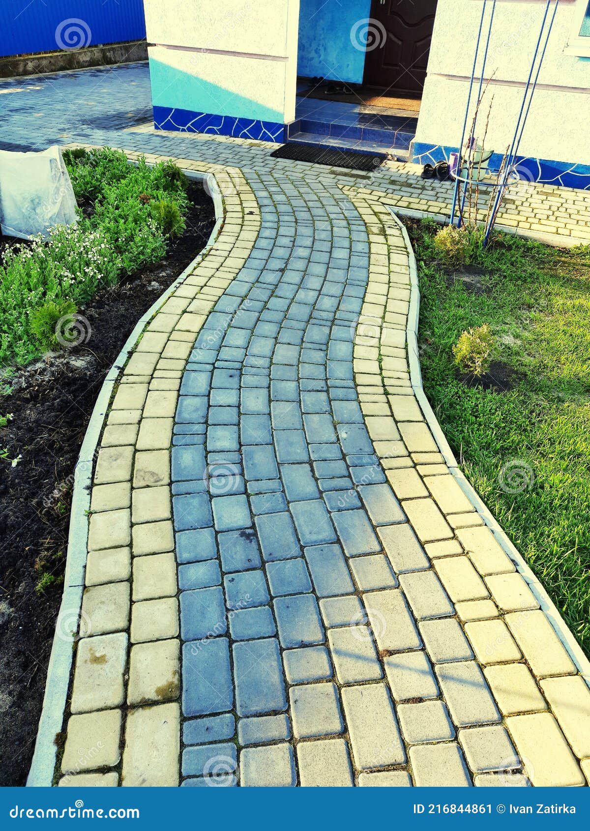 The Wavy Path is Paved with Cobblestones Stock Image - Image of paved ...