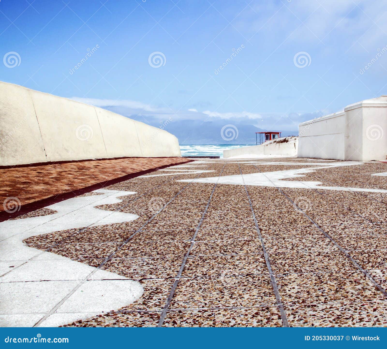 Wavy Pathway Design Down To Ocea Stock Image - Image of blue, paving ...