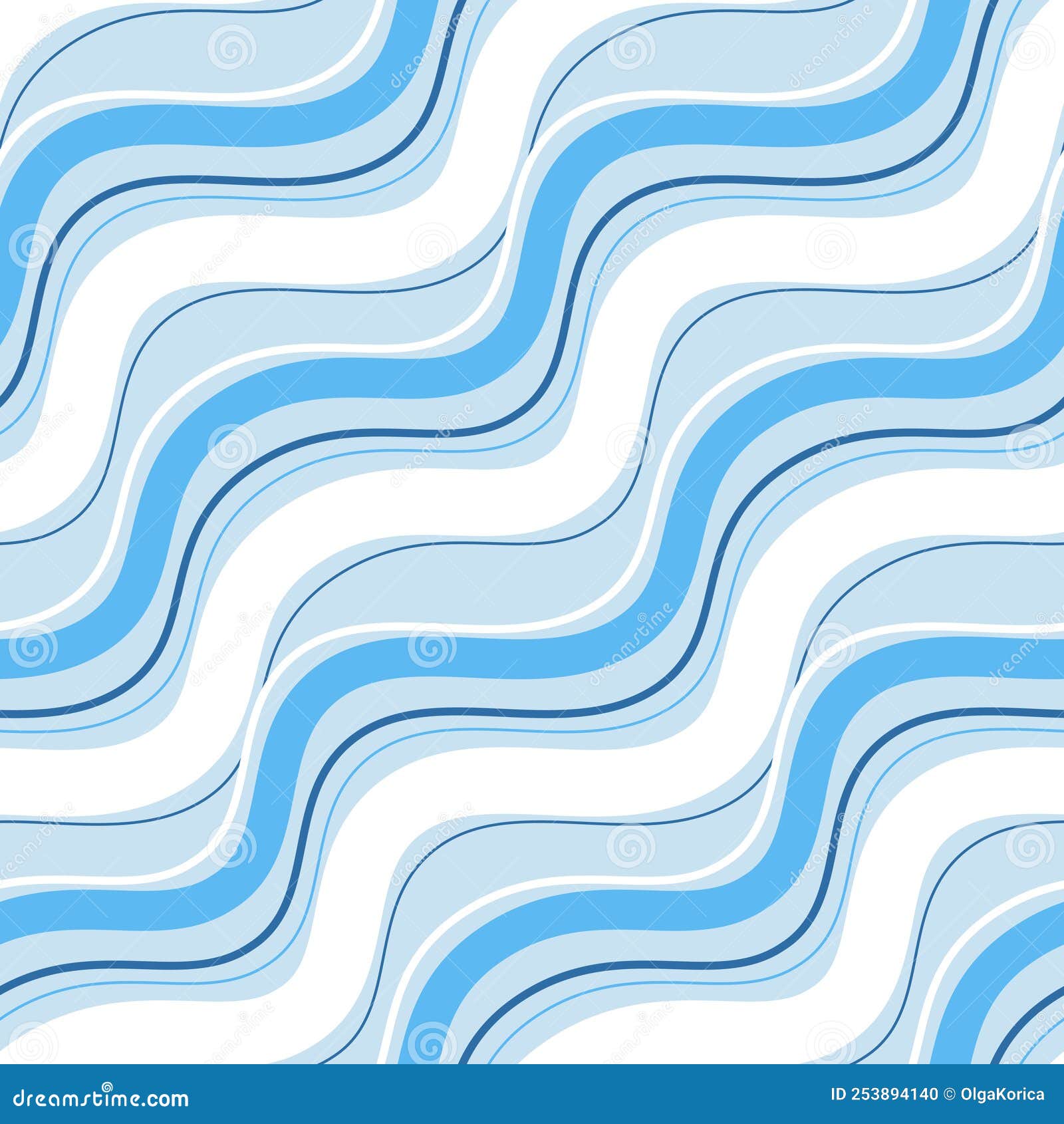 Wavy Pattern Blue Background Wave Seamless Pattern Stock Illustration ...