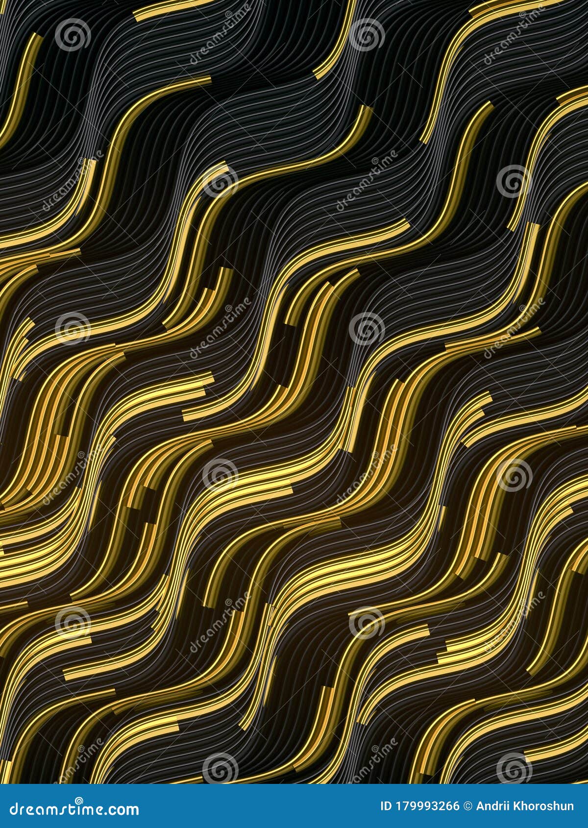 Wavy Pattern with Diagonal Gold Glowing Lines on Dark Plastic Surface ...