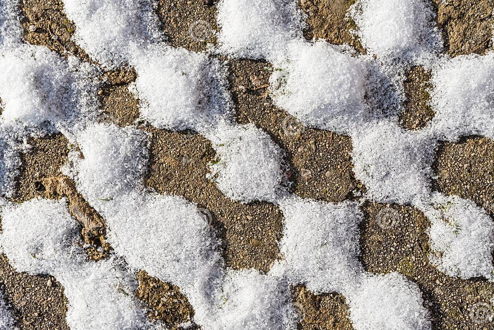 Diagonal Pattern with Snow - Detail Stock Photo - Image of nonuniform ...