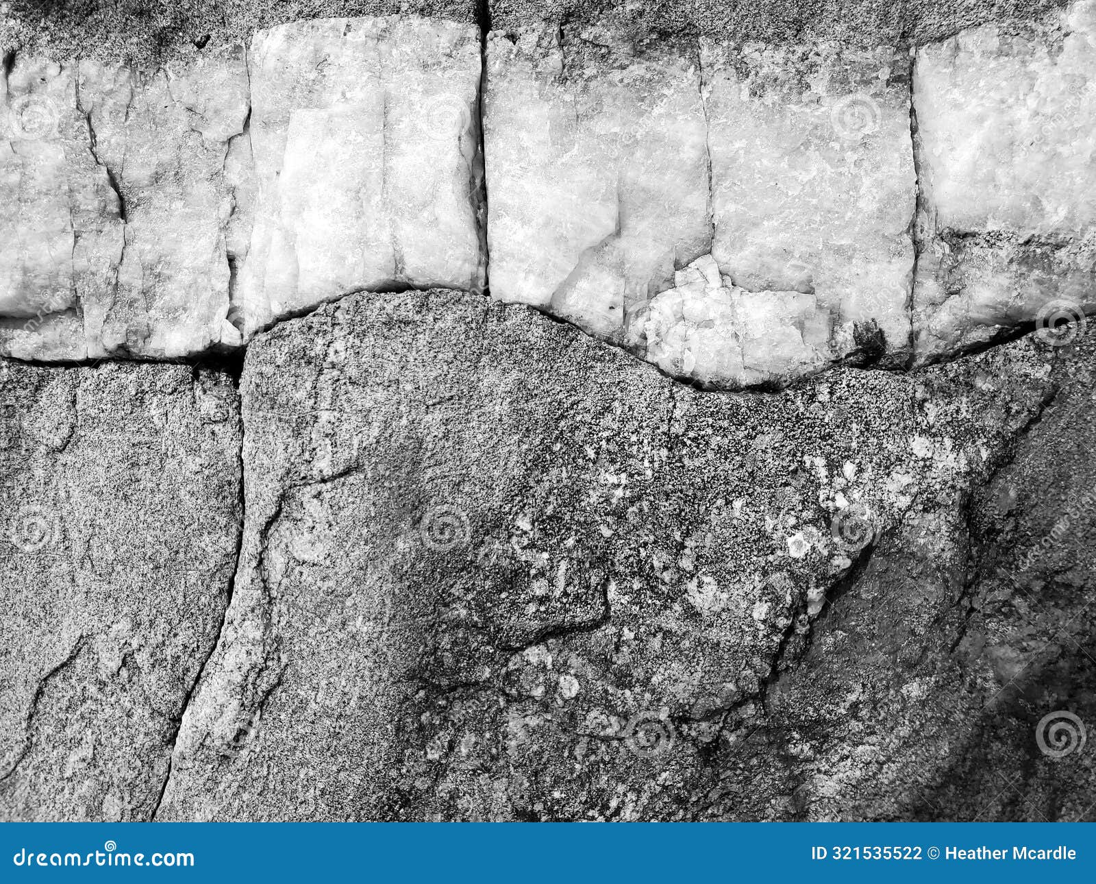 Unusual Geologic Seam of Milky Quartz in Contact with Surrounding ...