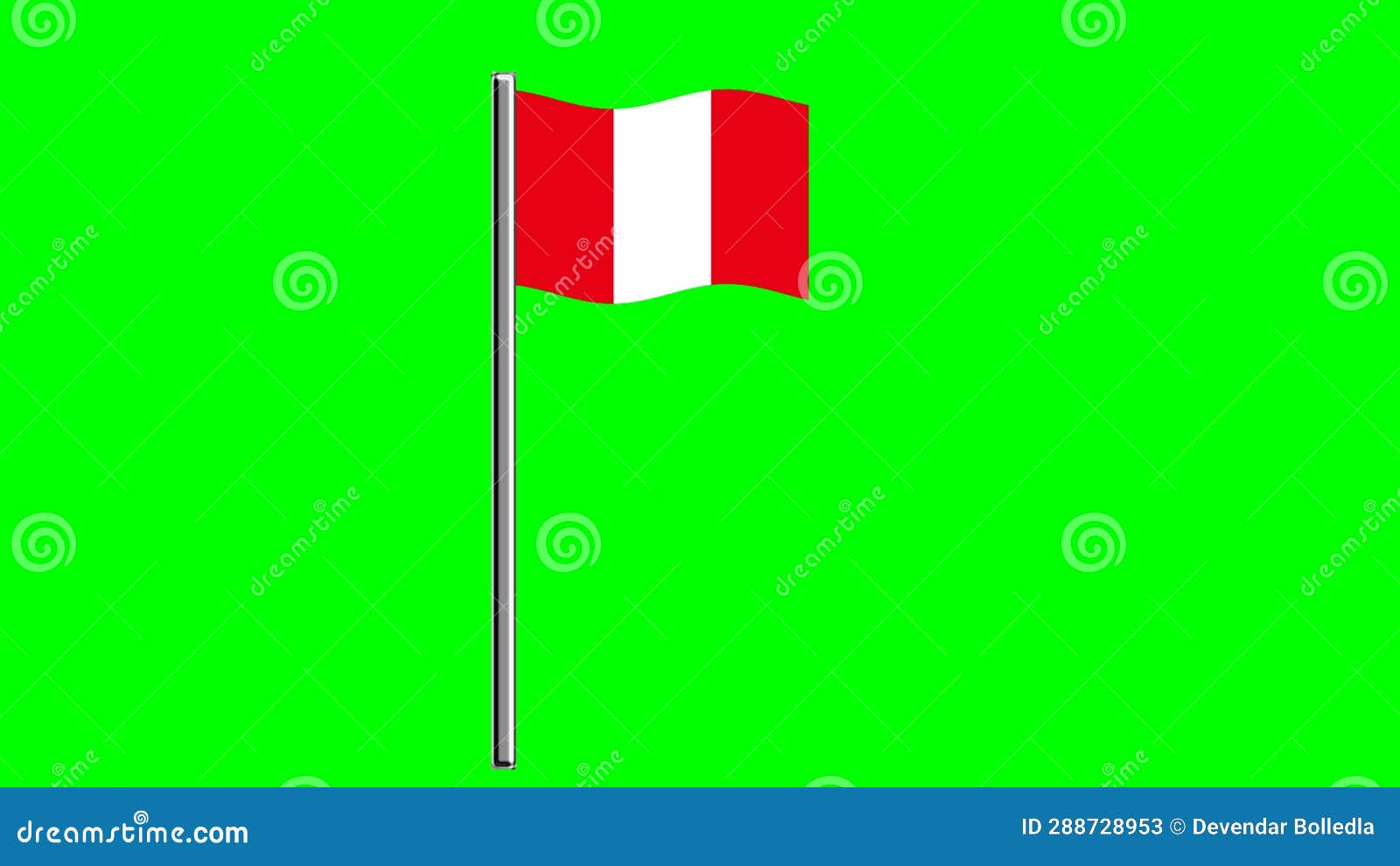 Wavy Peru Flag with Pole on Green Screen Background Stock Video - Video ...