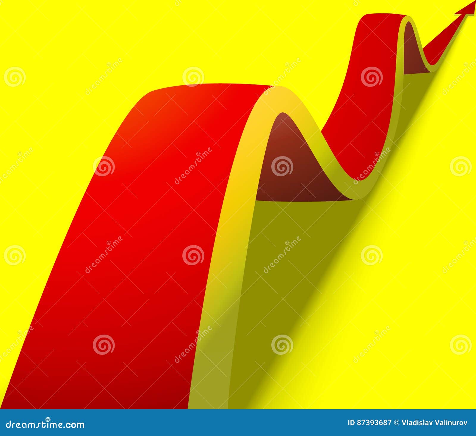 Wavy Red Arrow on Yellow Background Stock Vector - Illustration of ...