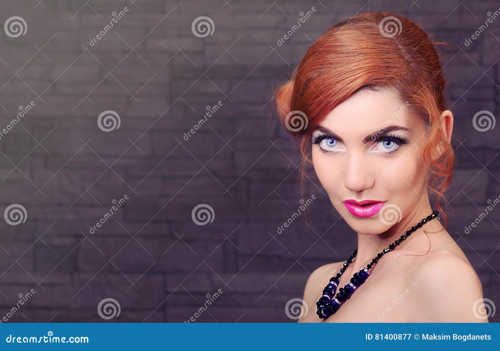 Wavy Red Hair Fashion Girl Portrait Stock Image Image Of Hair