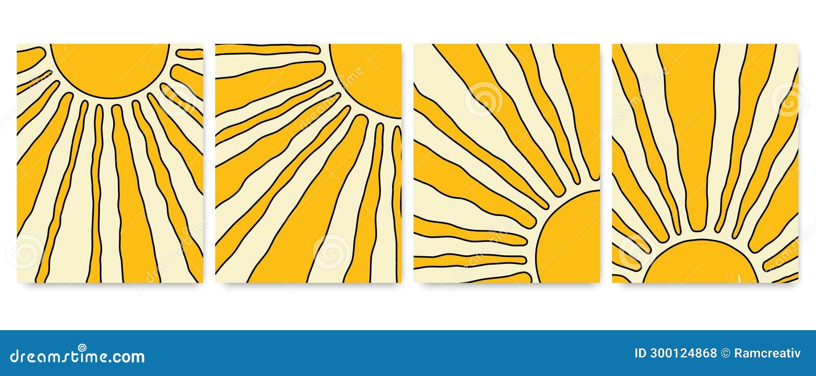 Wavy Retro Solar Wallpaper with Sun Rays. Psychedelic Abstract Vintage ...