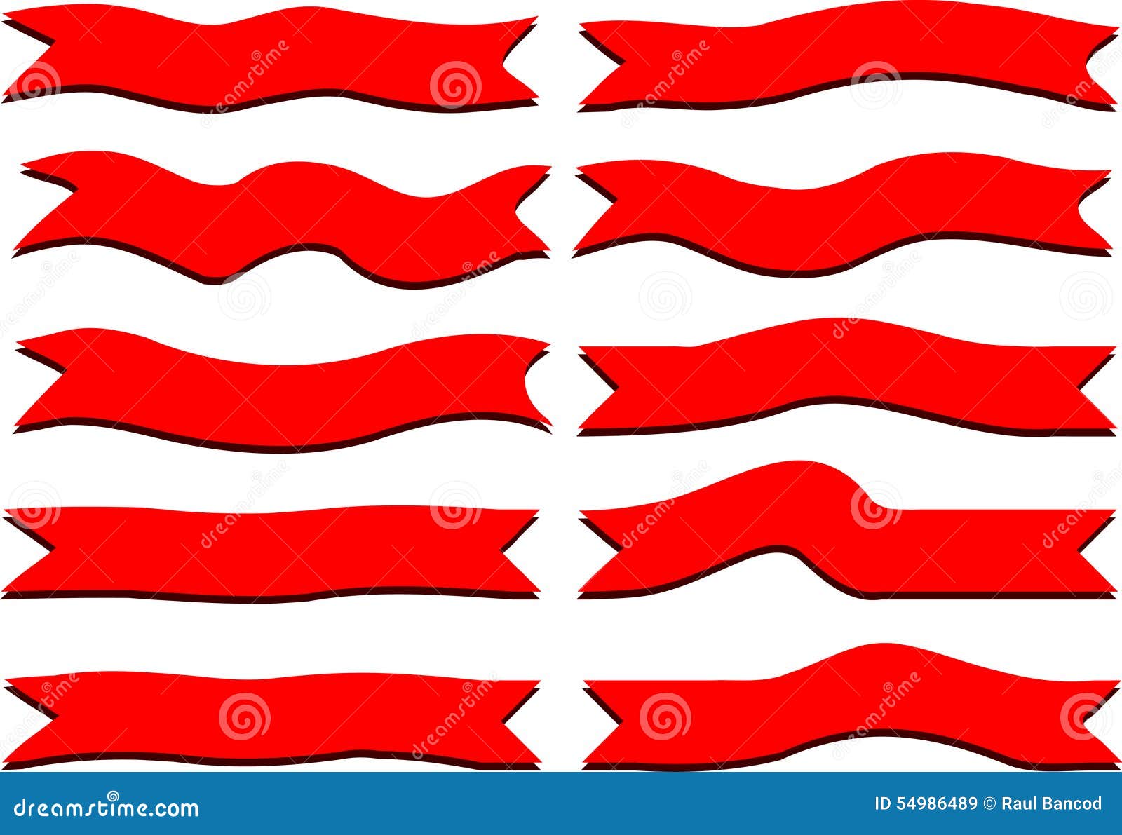 Wavy Ribbons Banners Set (Vector) Stock Vector - Illustration of wavy ...