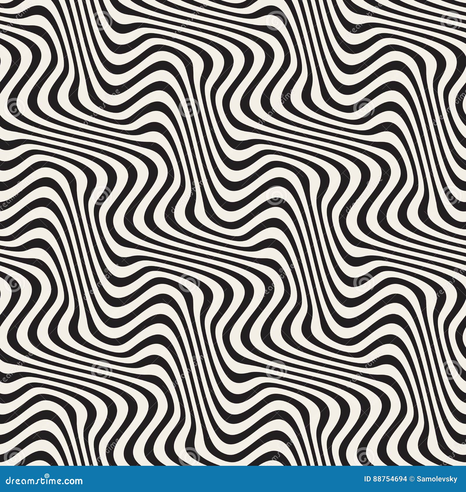 Wavy Ripple Lines. Vector Seamless Black and White Pattern. Stock ...