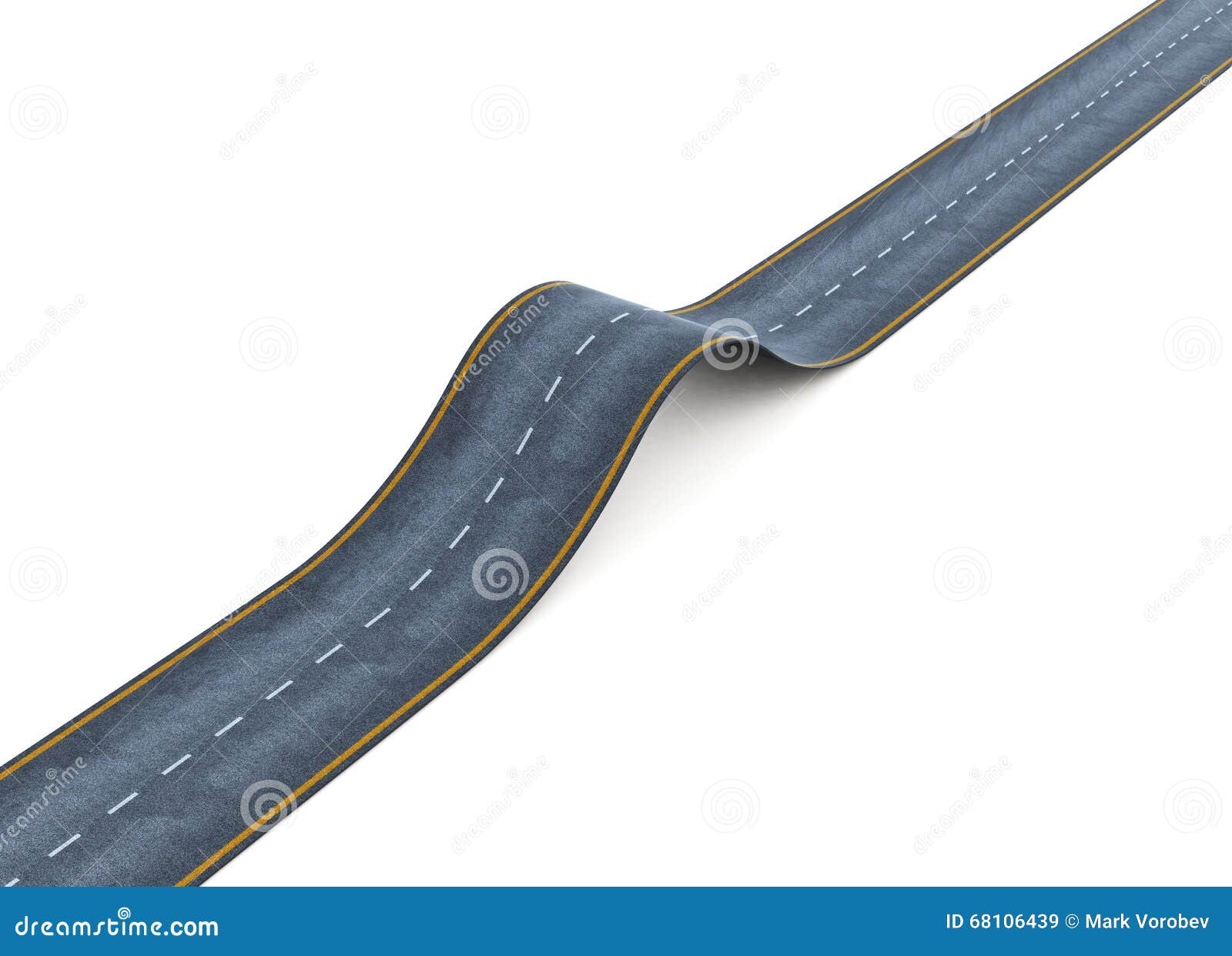 Set Of Wavy Road Elements With Dashed Lines Straight Version Is Vector ...