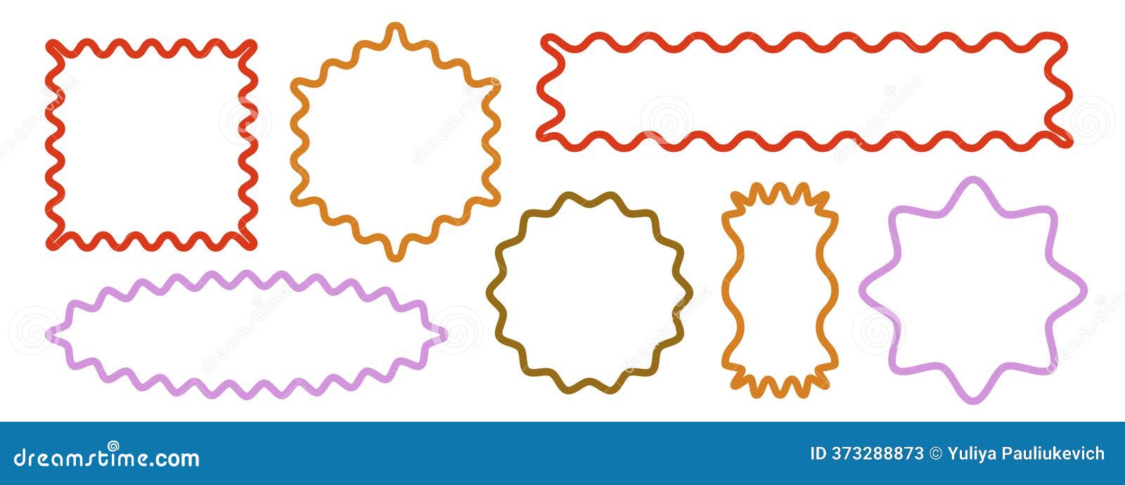 Wavy Scalloped Rectangular And Oval Frames Collection. Cartoon Vector ...