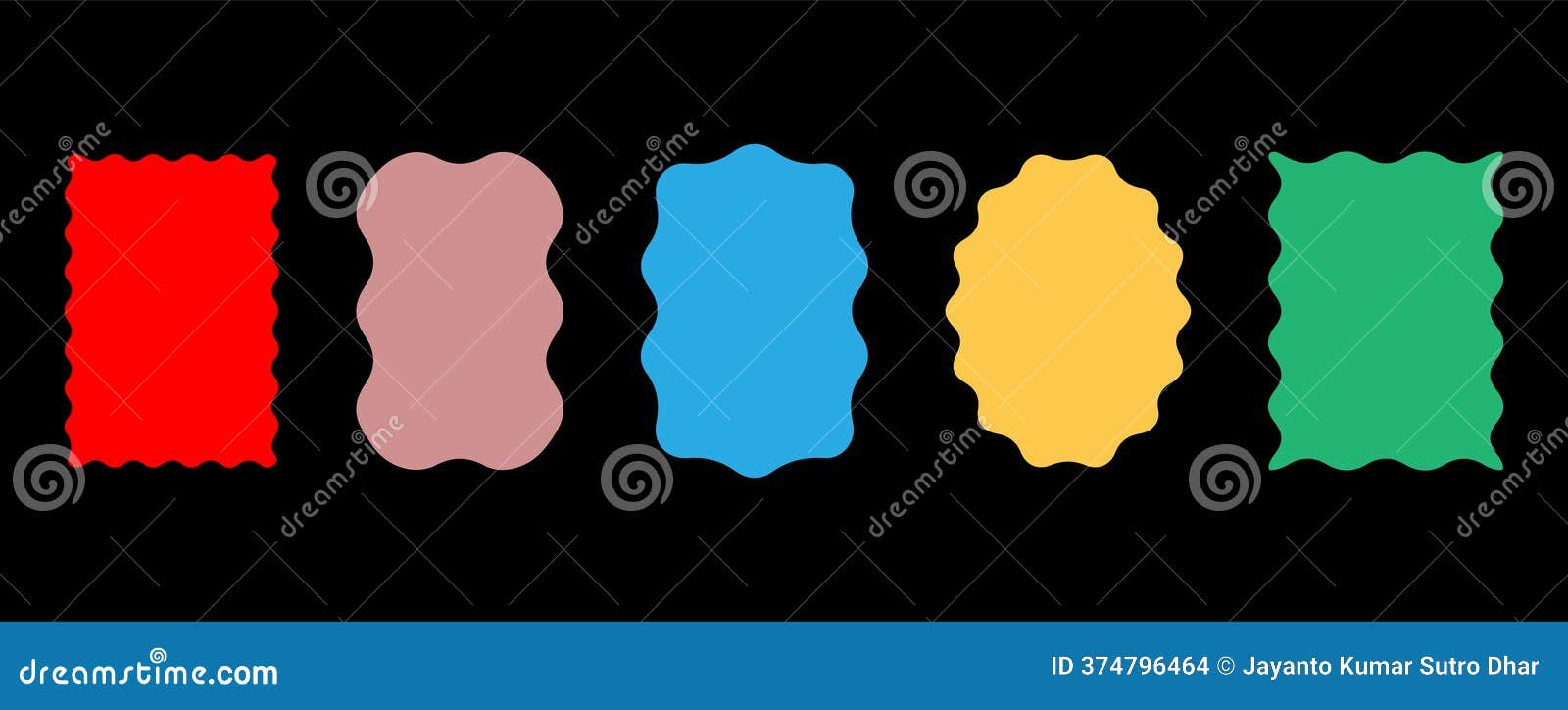 Wavy Scalloped Rectangular And Oval Frames Collection. Cartoon Vector ...