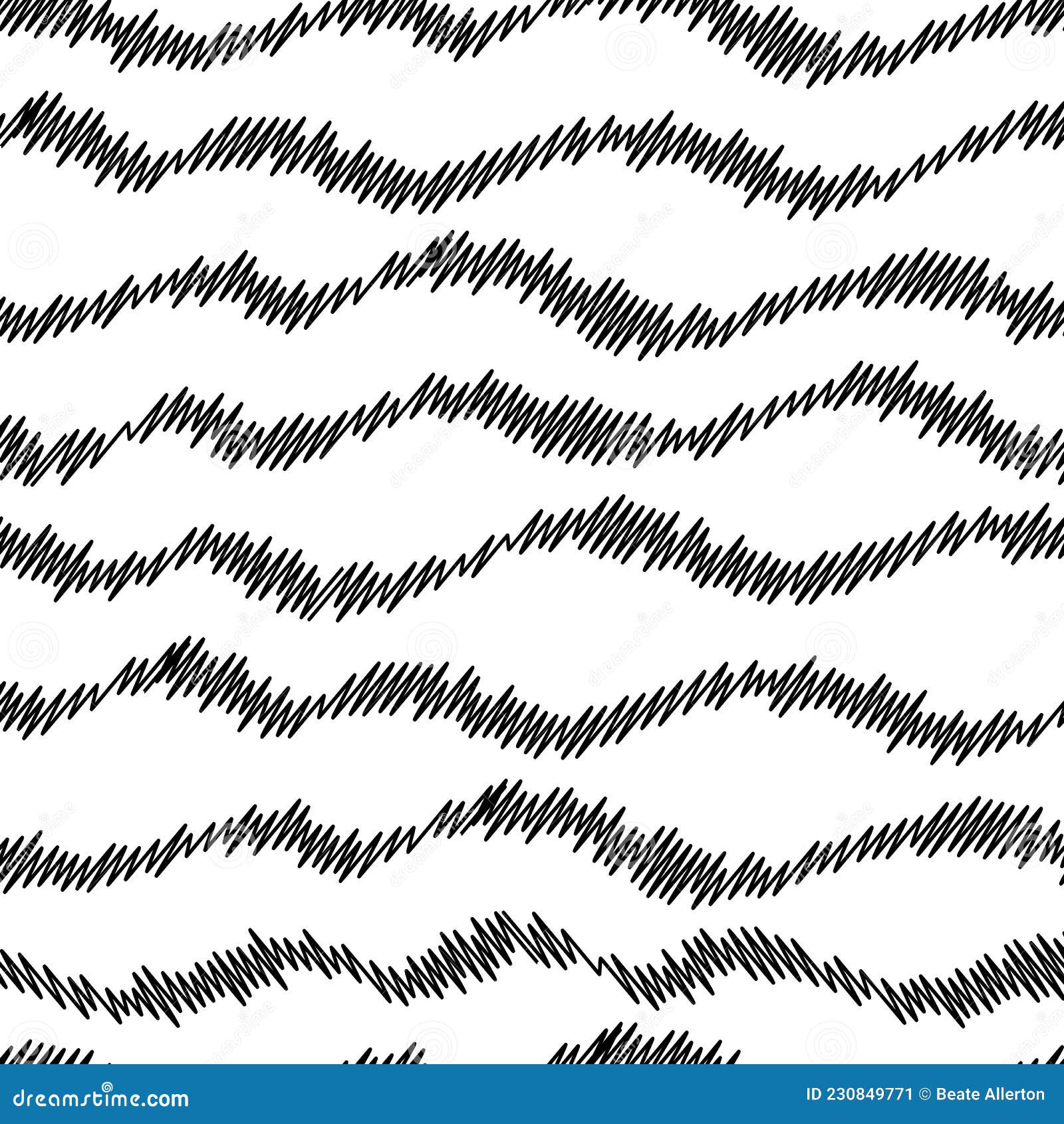 Wavy Scribbled Lines Seamless Vector Pattern Background. Horizontal ...