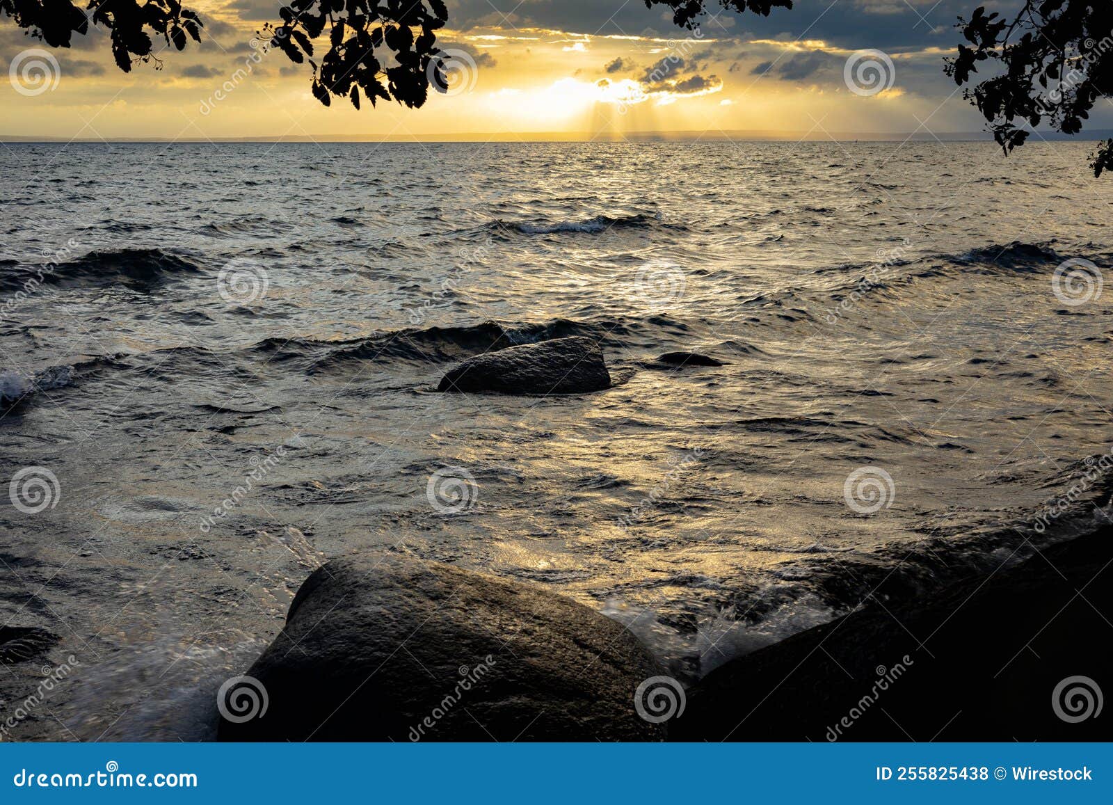 Wavy Sea during Sunset Hour Stock Photo - Image of coast, clouds: 255825438