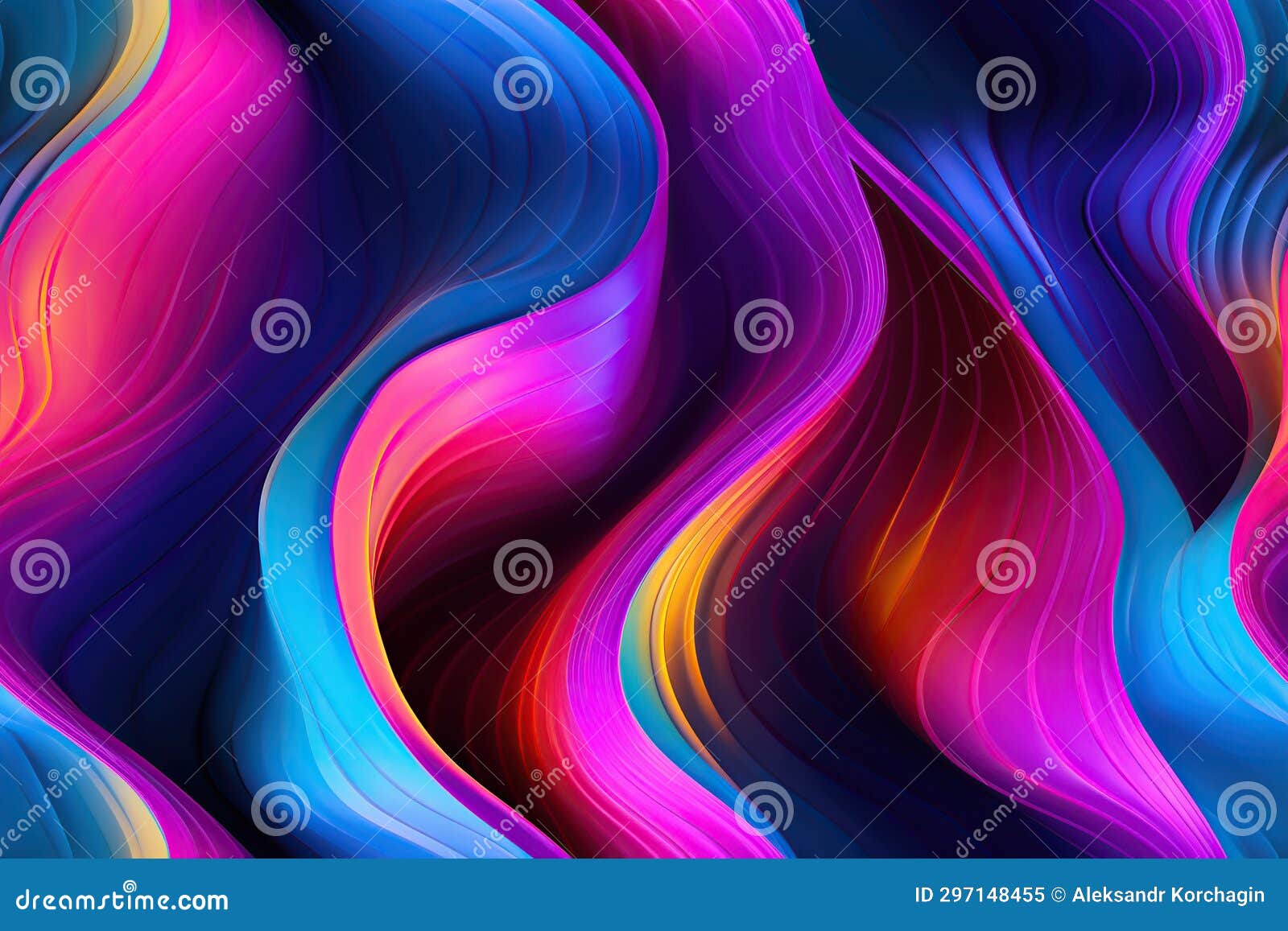 Wavy Seamless Pattern Texture with Neon Gradient Multicolored Curved ...