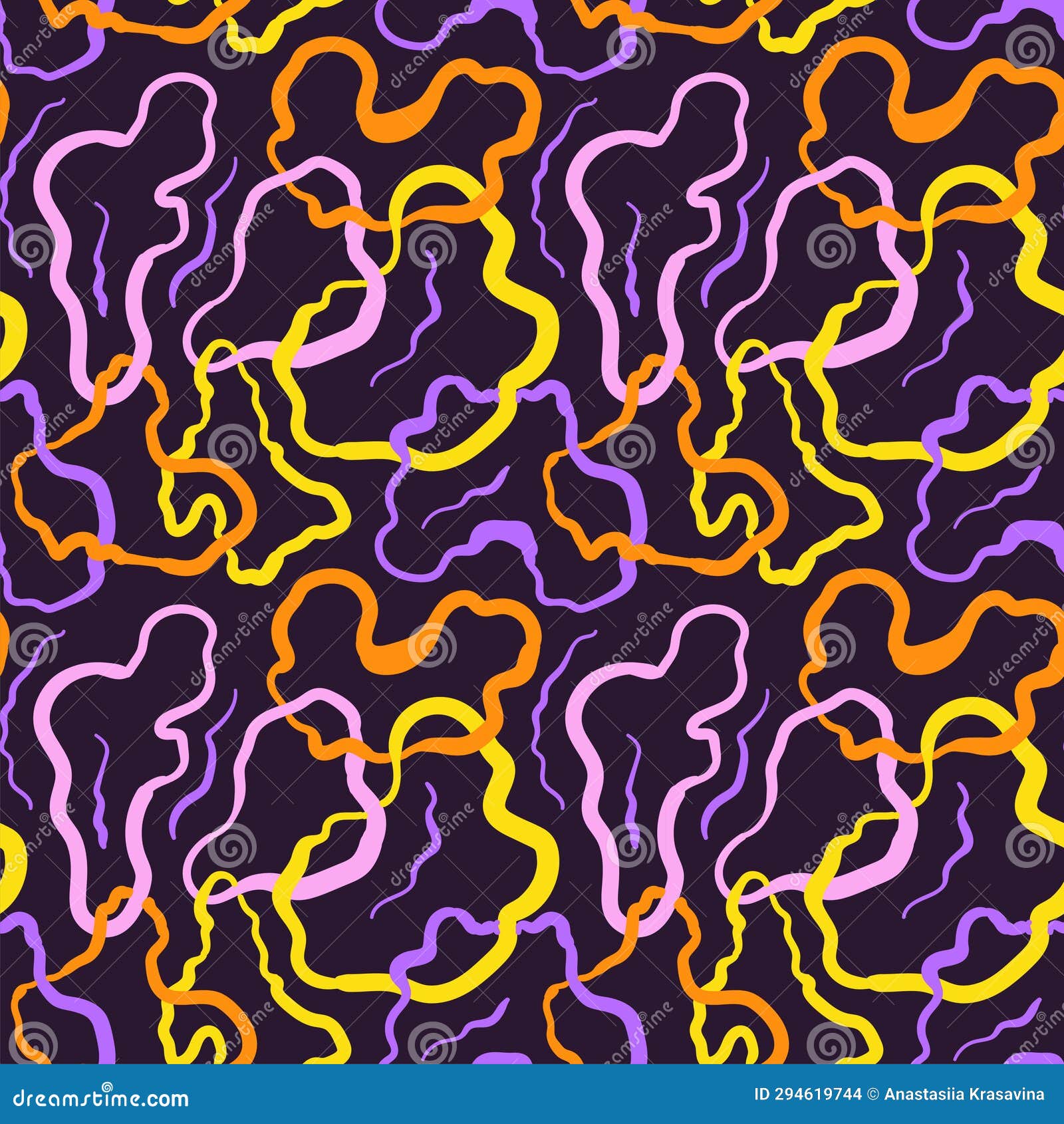 Wavy Seamless Trippy Pattern. Bright Colored Pattern of Colorful Abstract Squiggles Print ...