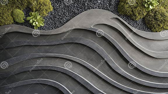 Wavy Stone Layers with Greenery: Natural Abstract Textures and Patterns ...