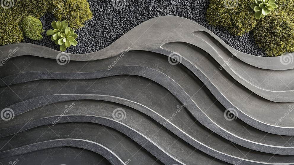 Wavy Stone Layers with Greenery: Natural Abstract Textures and Patterns ...