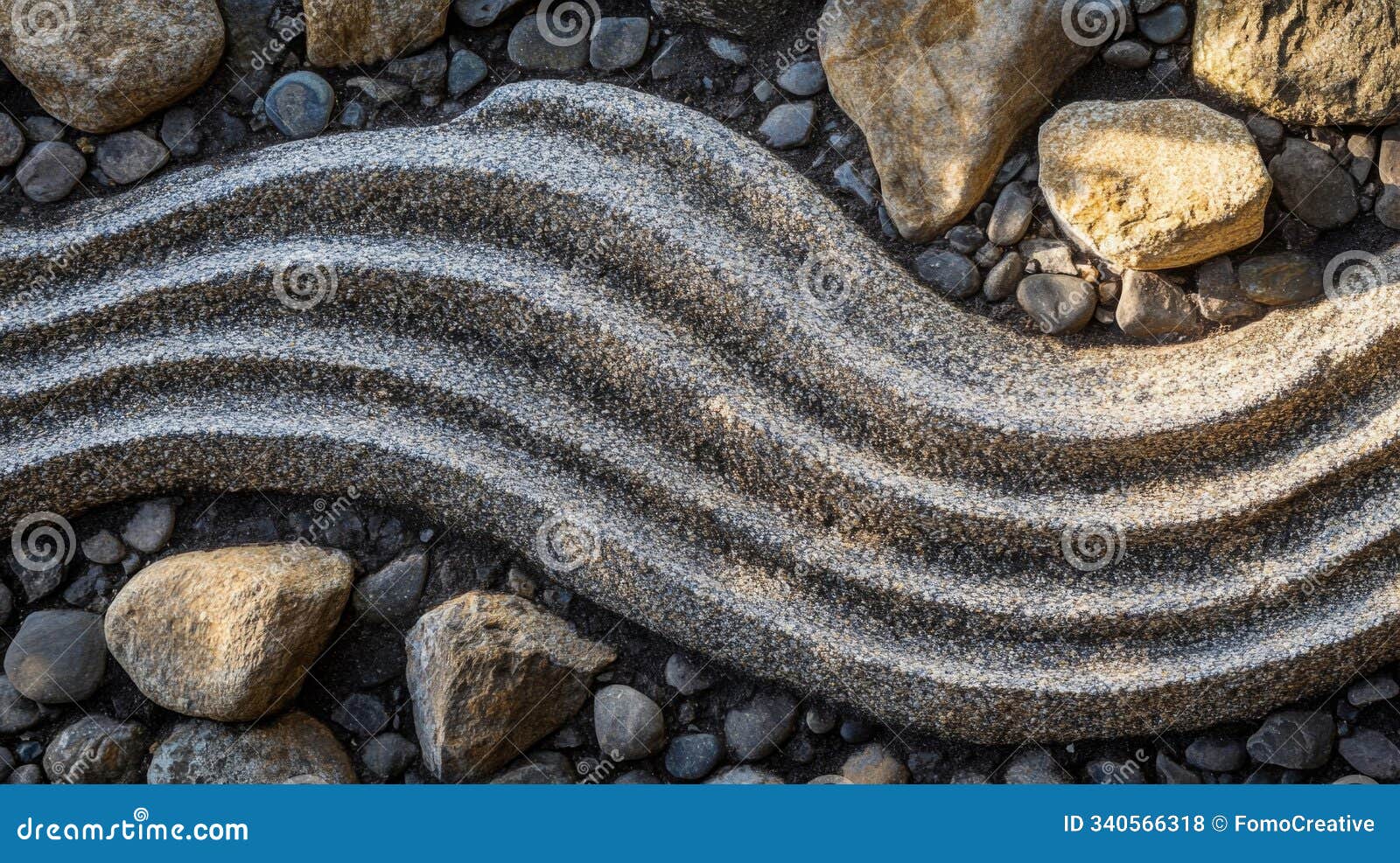 Wavy Stone Pathway Surrounded by Pebbles and Rocks Stock Illustration ...