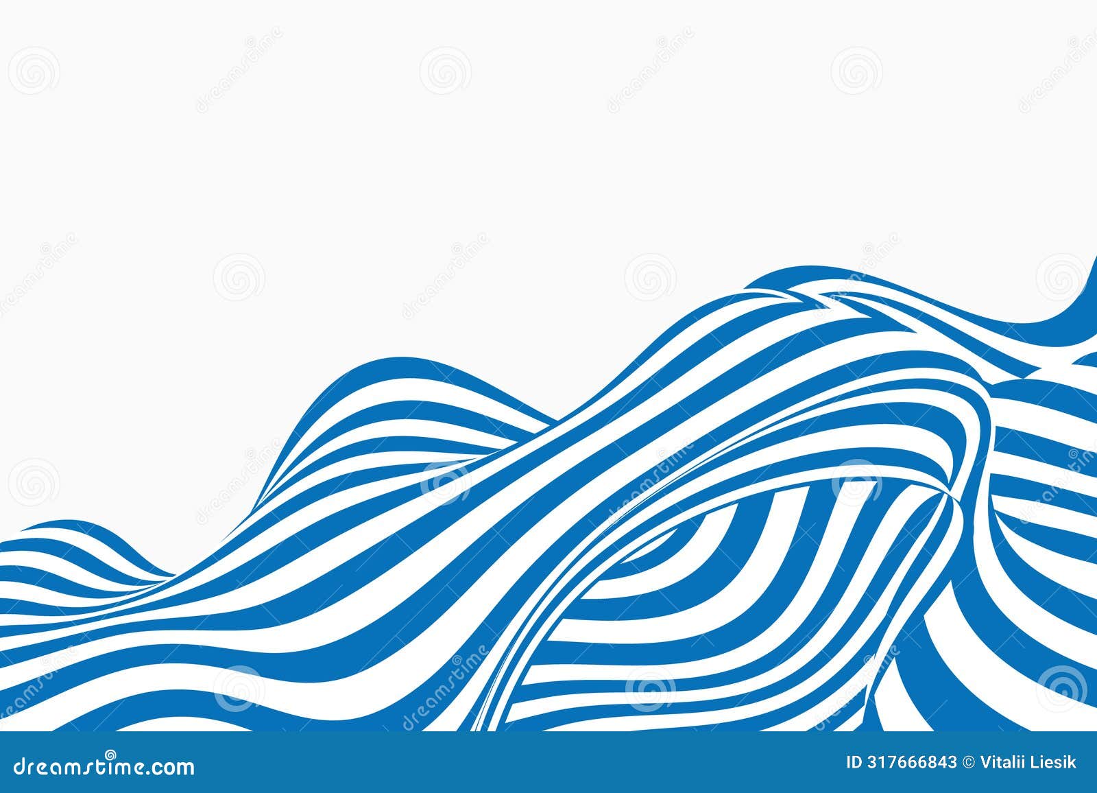 Wavy Striped Abstract Background. Template Background with Blue Waves ...