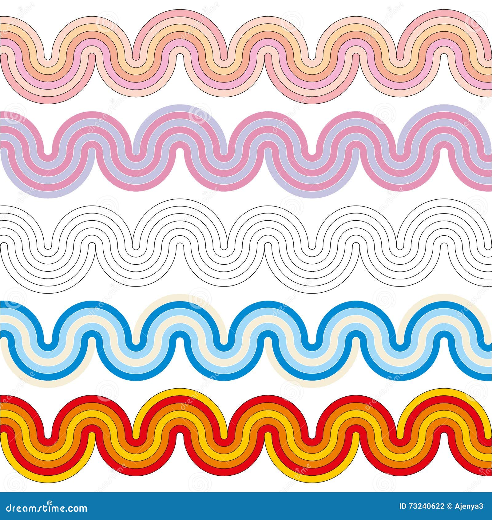 Wavy Stripes of Different Colors. Stock Vector - Illustration of ...