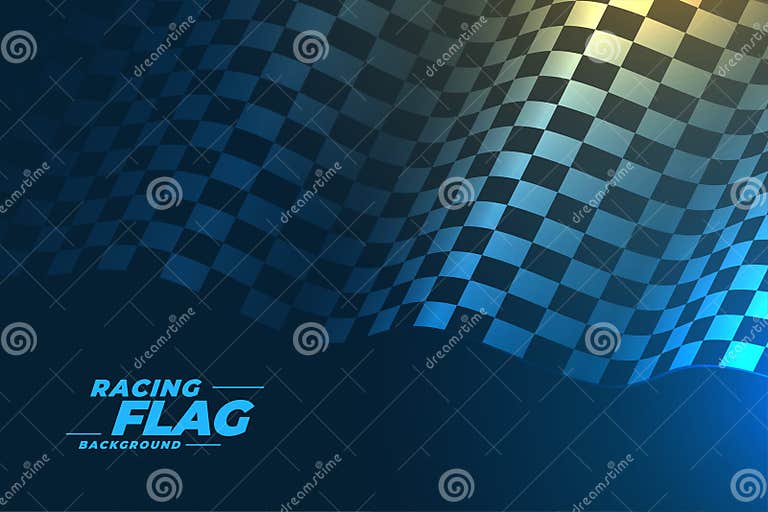 Wavy Style Checkered Rally Flag Background with Shiny Light Effect ...