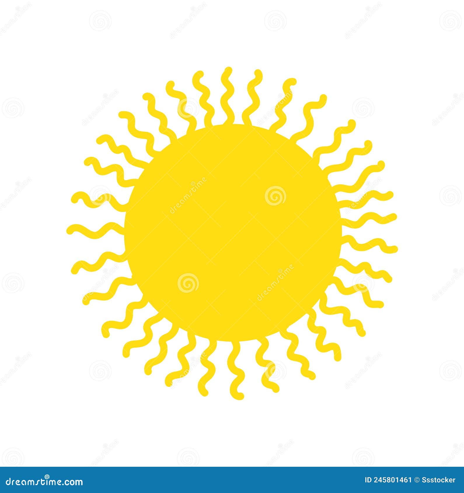 Wavy Sunbeam. Sunlight Design Sticker, Circle Shape Illustration Image ...