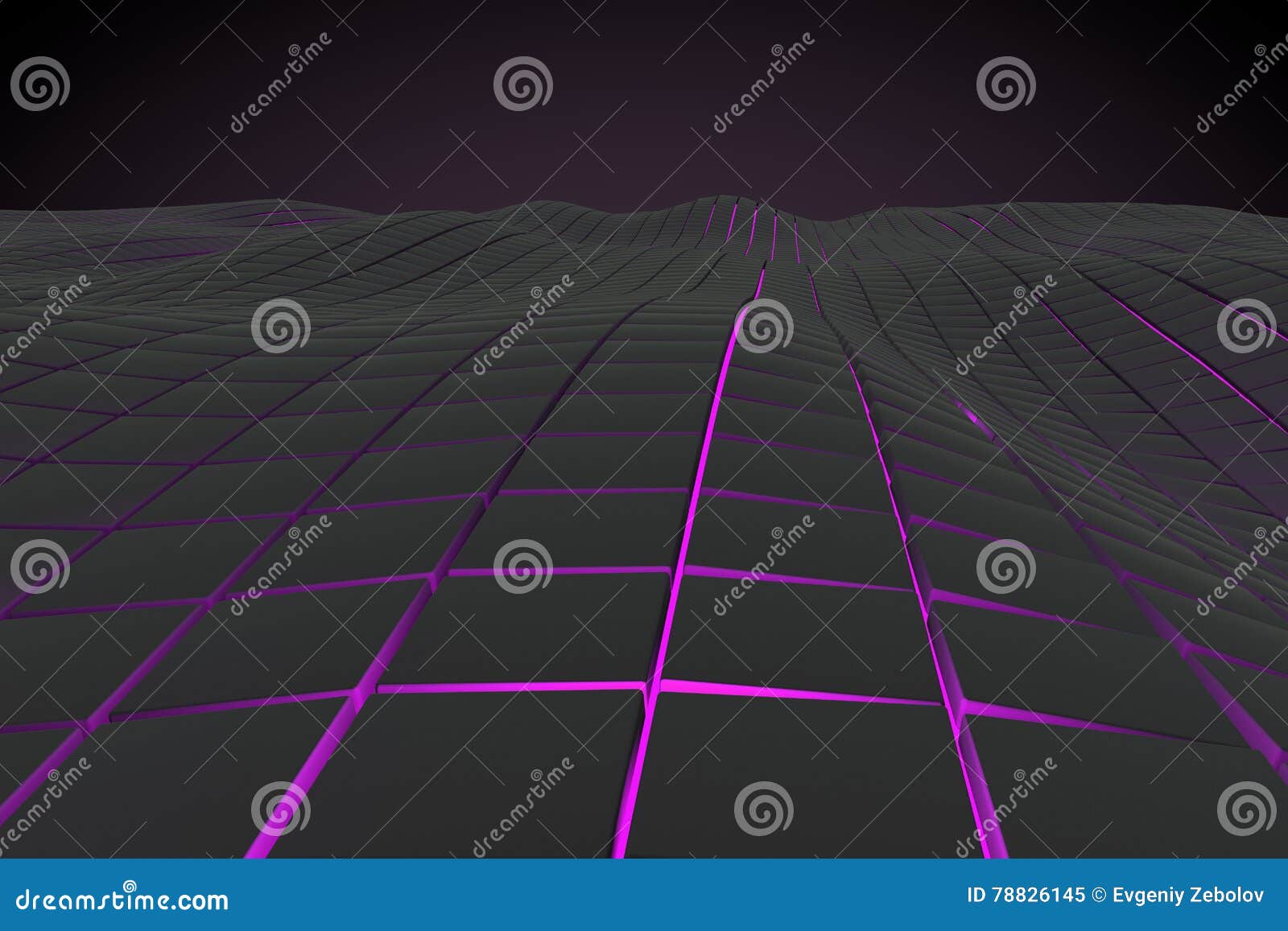 Wavy Surface Made of Cubes with Glowing Background Stock Illustration ...