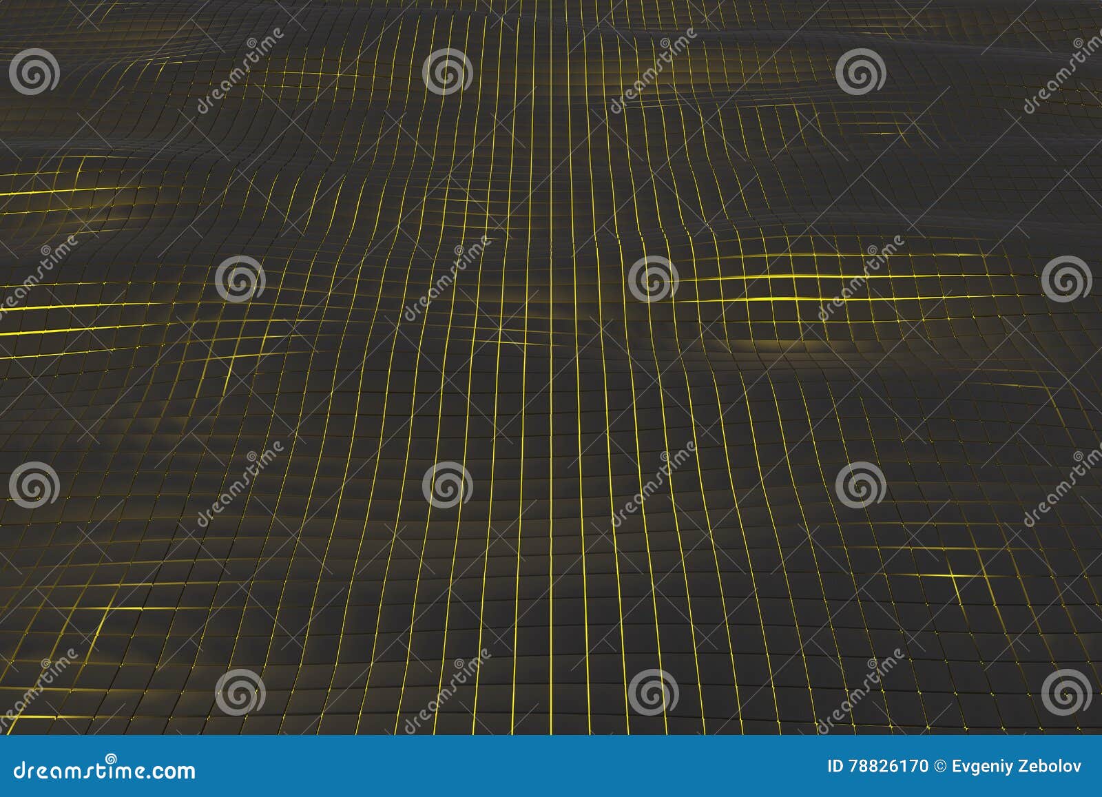 Wavy Surface Made of Cubes with Glowing Background Stock Illustration ...