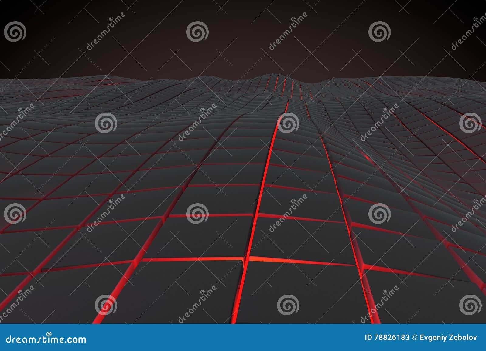 Wavy Surface Made of Cubes with Glowing Background Stock Illustration ...