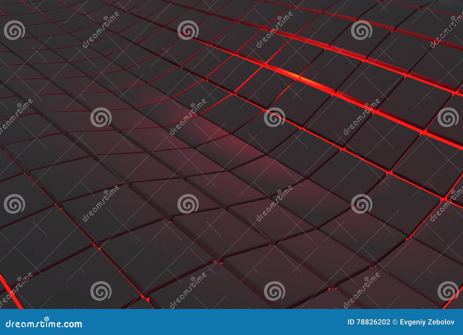 Wavy Surface Made of Cubes with Glowing Background Stock Illustration ...