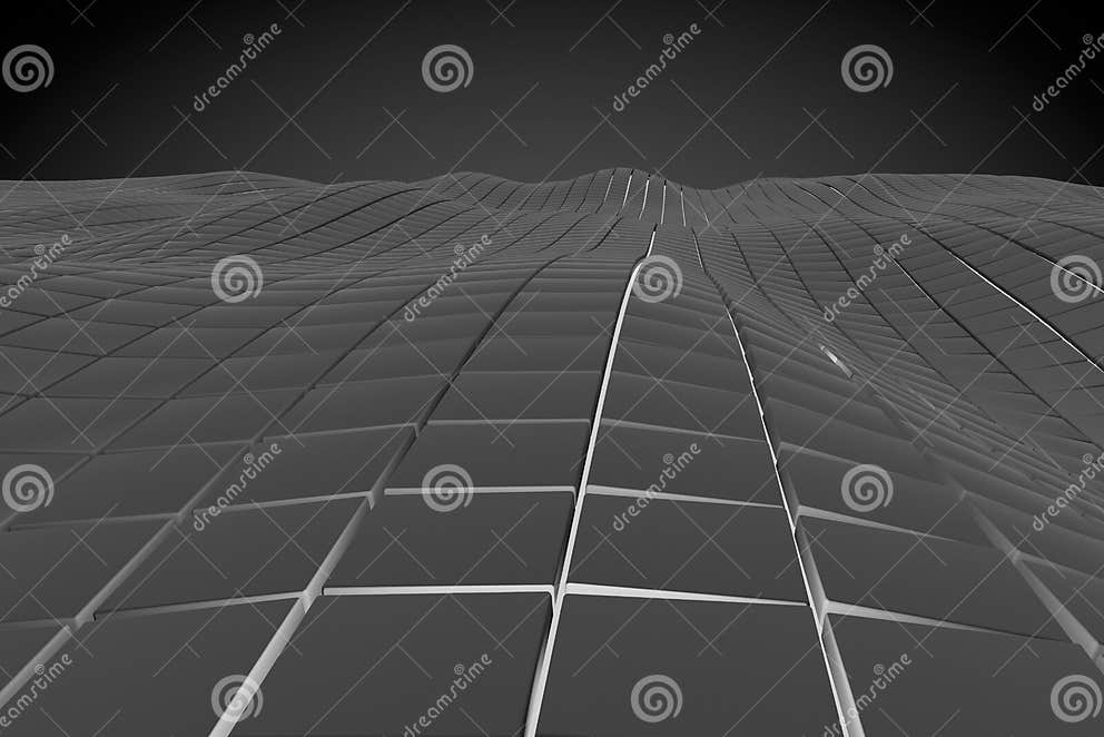 Wavy Surface Made of Cubes with Glowing Background Stock Illustration ...