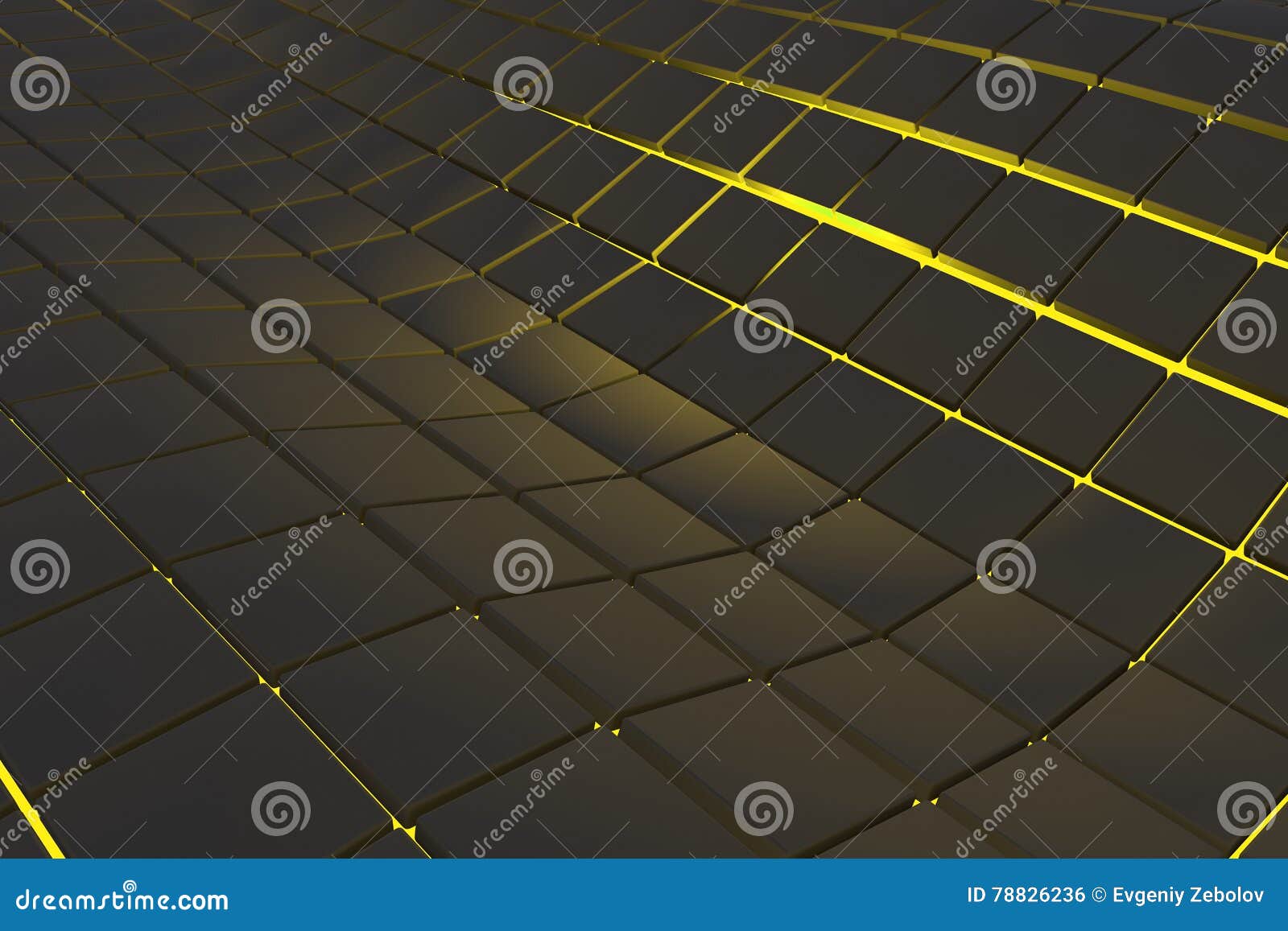 Wavy Surface Made of Cubes with Glowing Background Stock Illustration ...