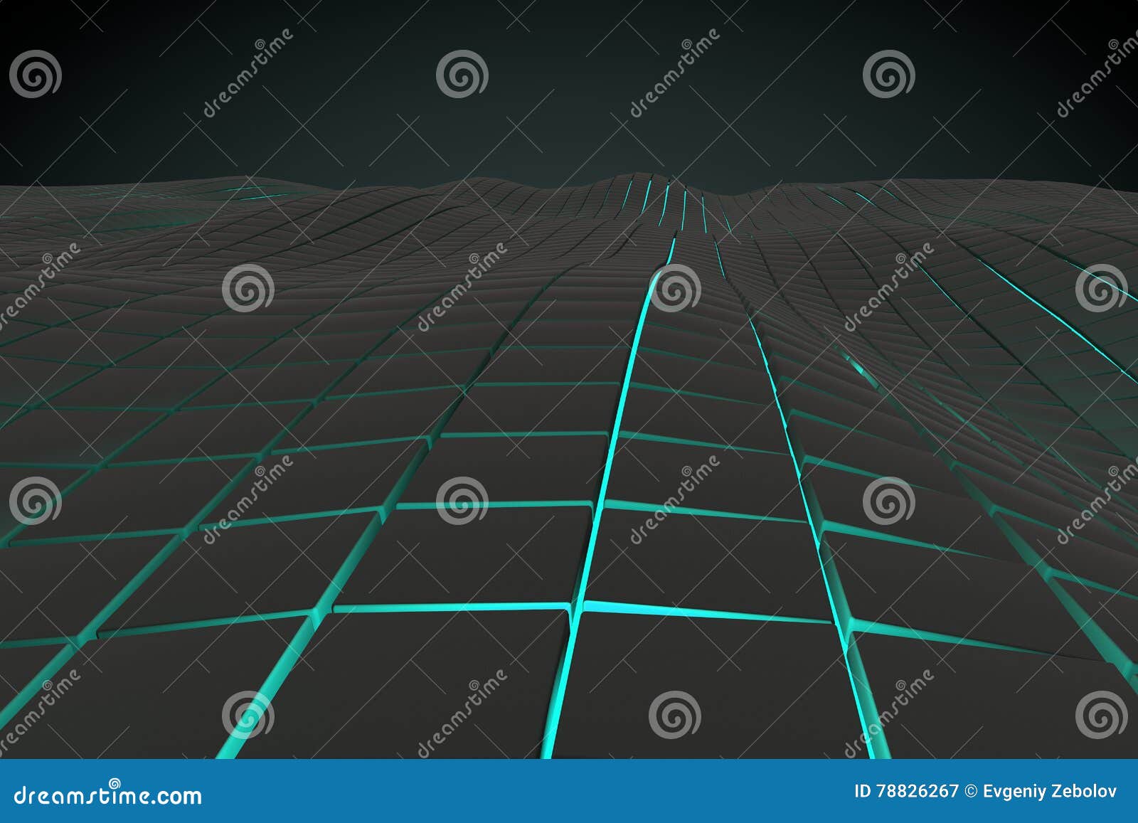 Wavy Surface Made of Cubes with Glowing Background Stock Illustration ...