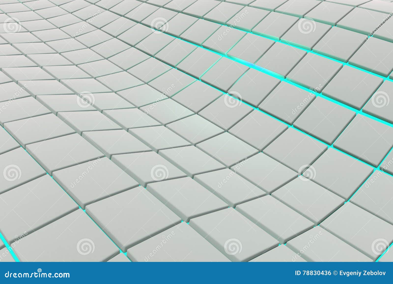 Wavy Surface Made of Cubes with Glowing Background Stock Illustration ...