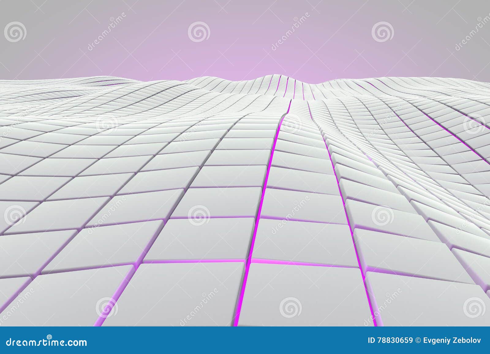Wavy Surface Made of Cubes with Glowing Background Stock Illustration ...
