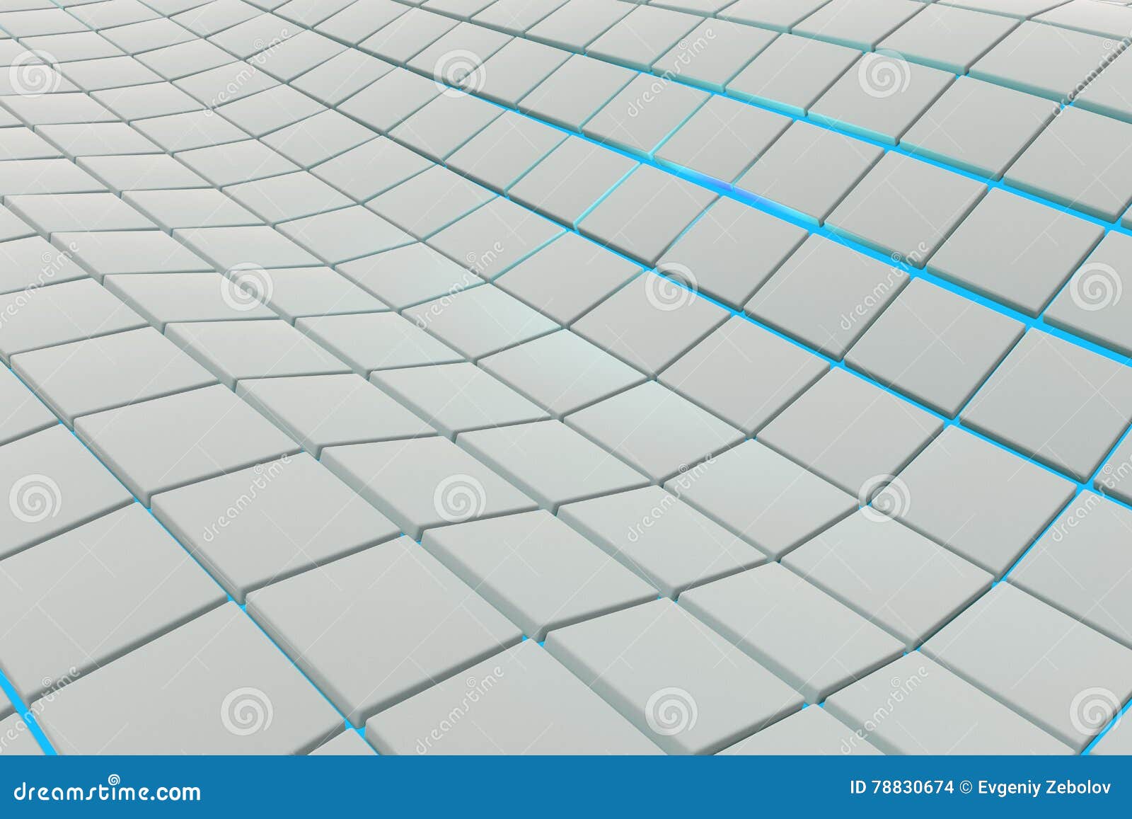 Wavy Surface Made of Cubes with Glowing Background Stock Illustration ...