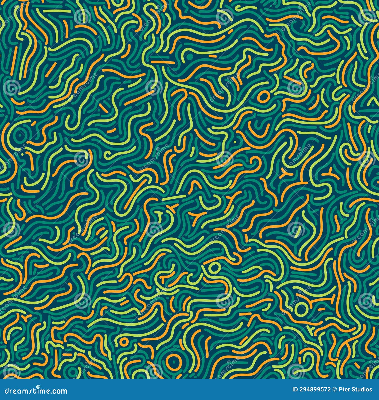 Wavy Thick Line Doodle Seamless Pattern Abstract Stock Illustration ...