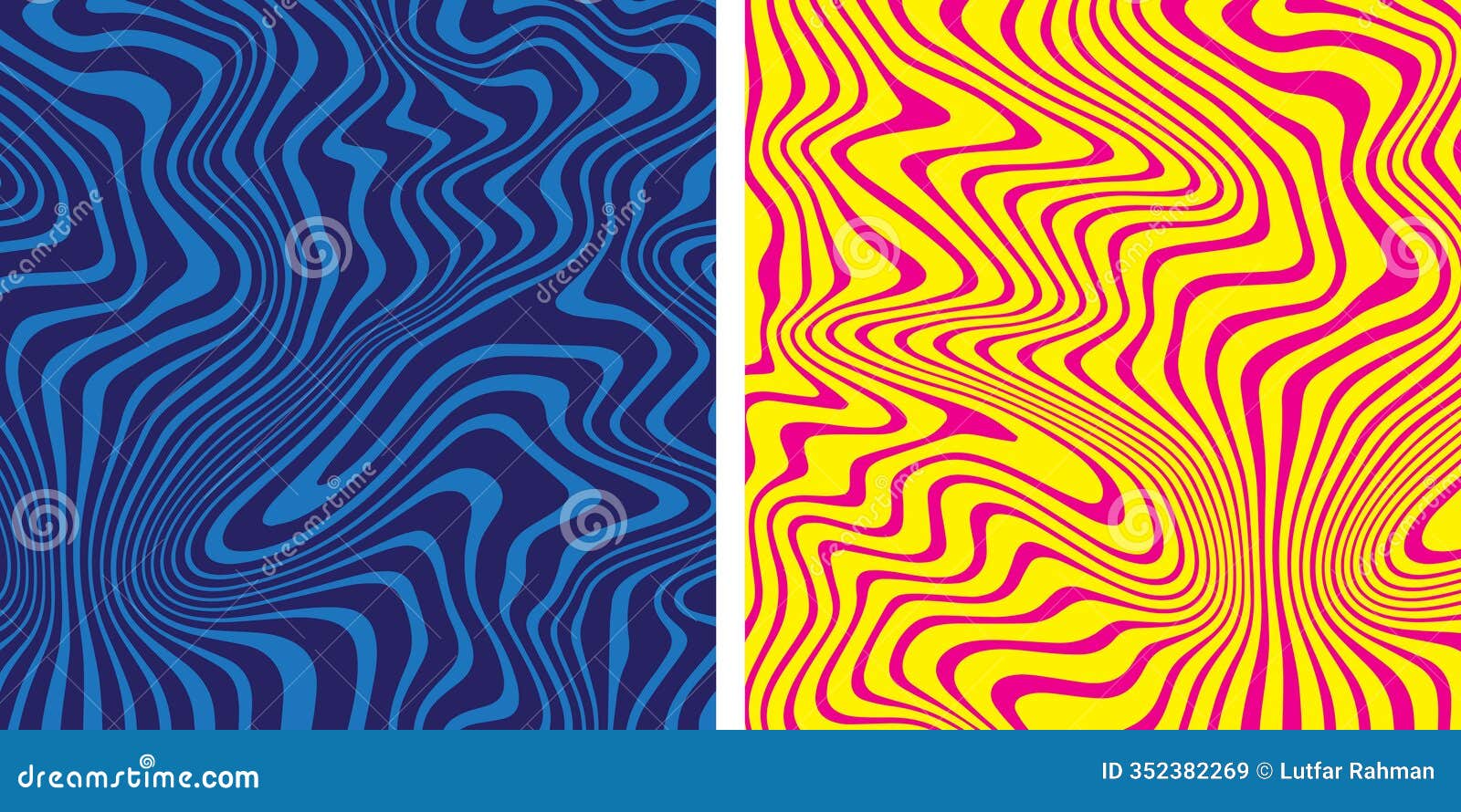 Wavy Trippy Pattern in Psychedelic Retro Style. Abstract Vector Swirl ...