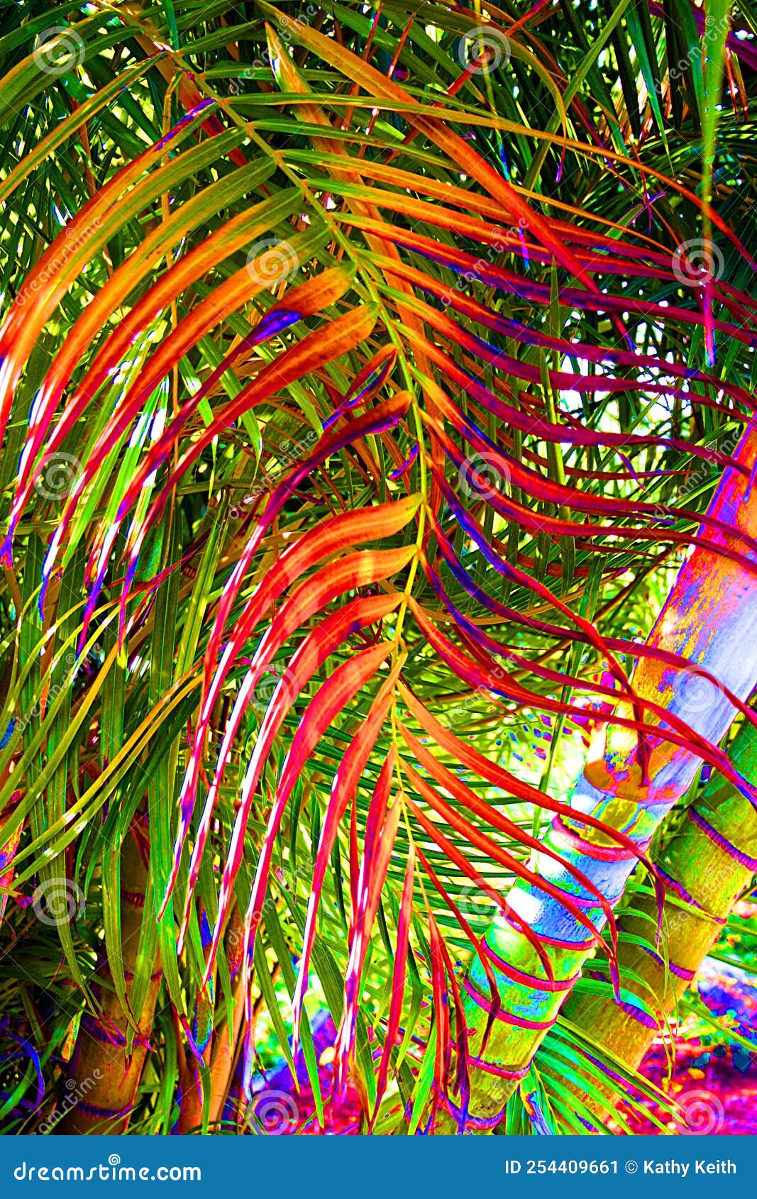 Wavy Tropical Palm Frond in Intense Color Stock Image - Image of ...
