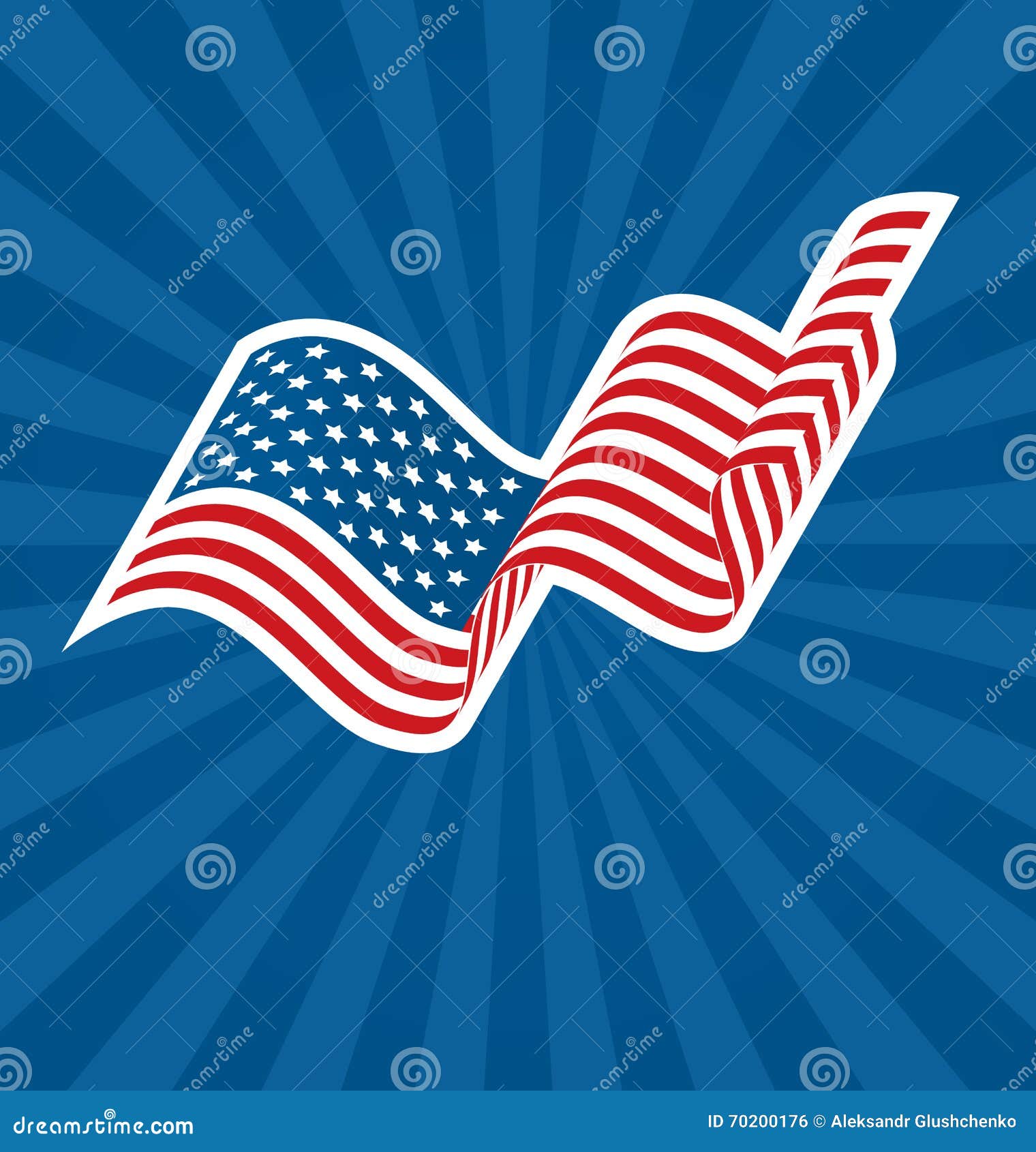Wavy USA National Flag on Blue Stock Vector - Illustration of ...