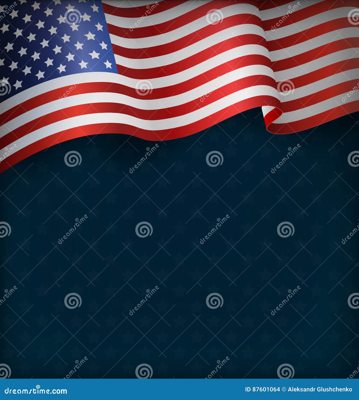 Wavy USA National Flag on Blue Stock Vector - Illustration of american ...